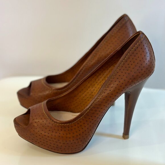 Miu Miu | Shoes | Vintage Brown Leather Miu Miu Opentoe Heels | Poshmark